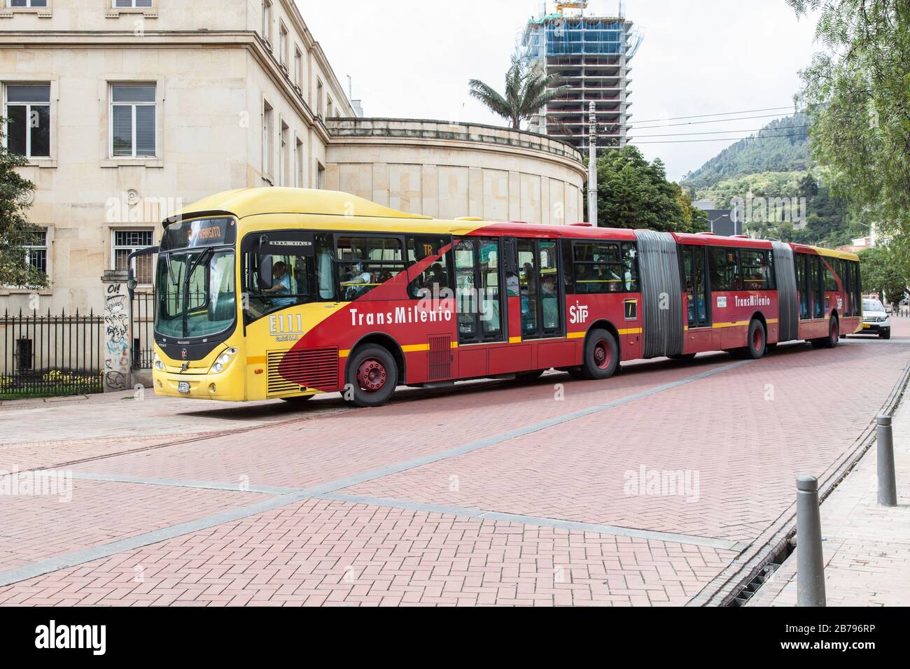 Transmilenio bi-articulated, treble, bendy bus in Bogota, Colombia ...