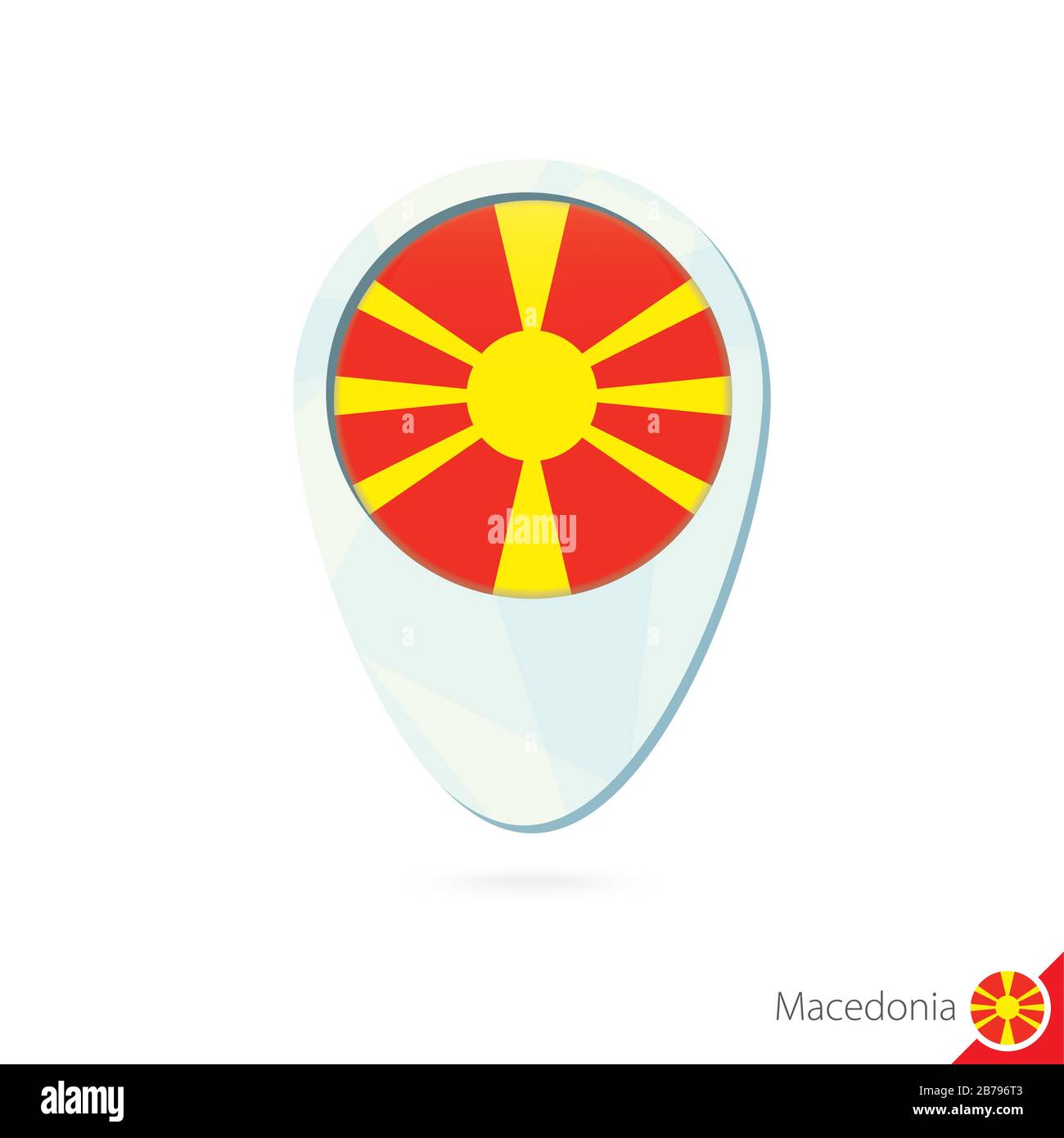 Macedonia flag location map pin icon on white background. Vector ...