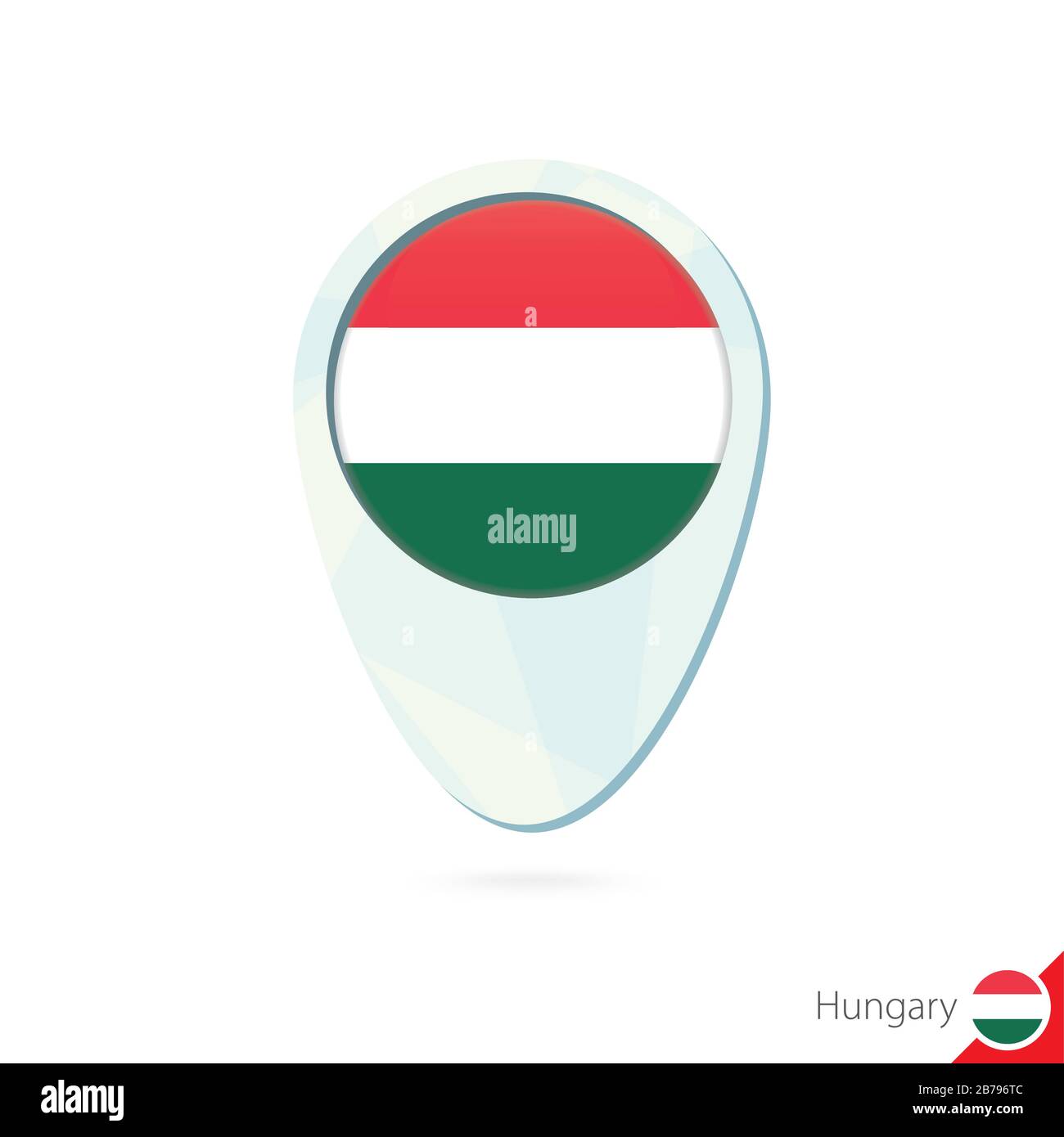 Hungary flag location map pin icon on white background. Vector ...