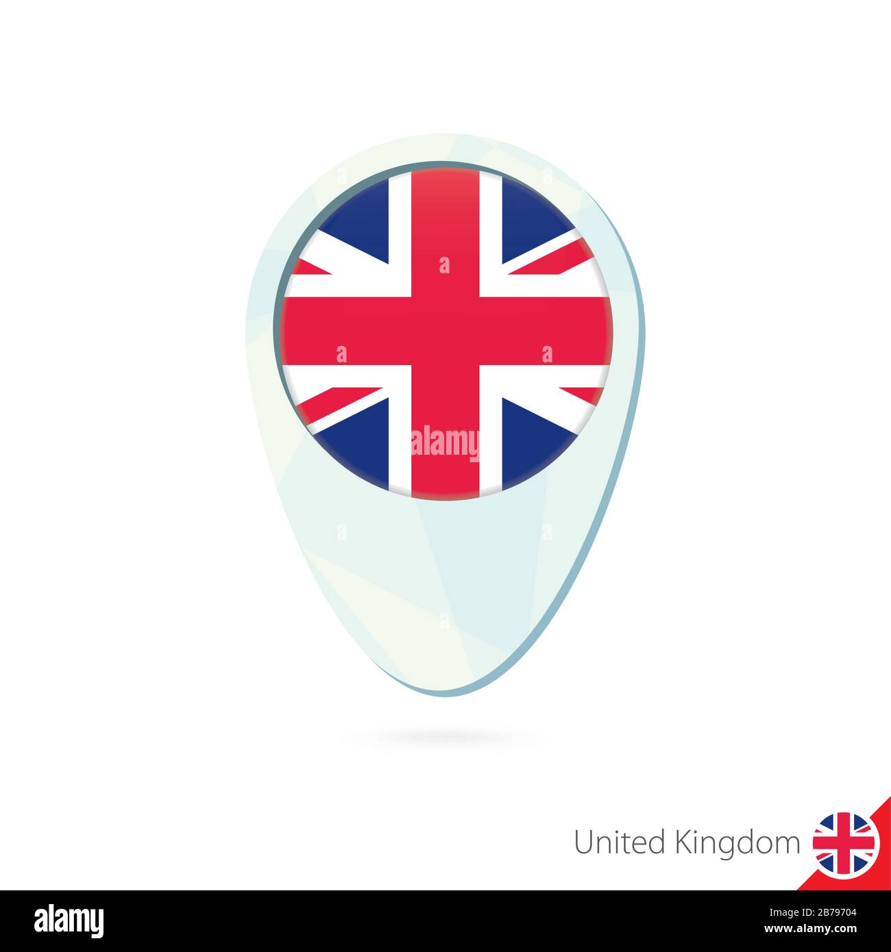 United Kingdom flag location map pin icon on white background. Vector ...