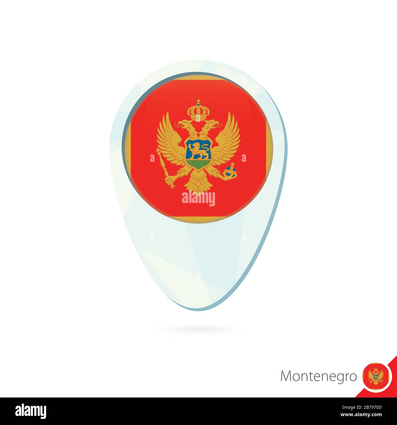 Montenegro flag location map pin icon on white background. Vector ...