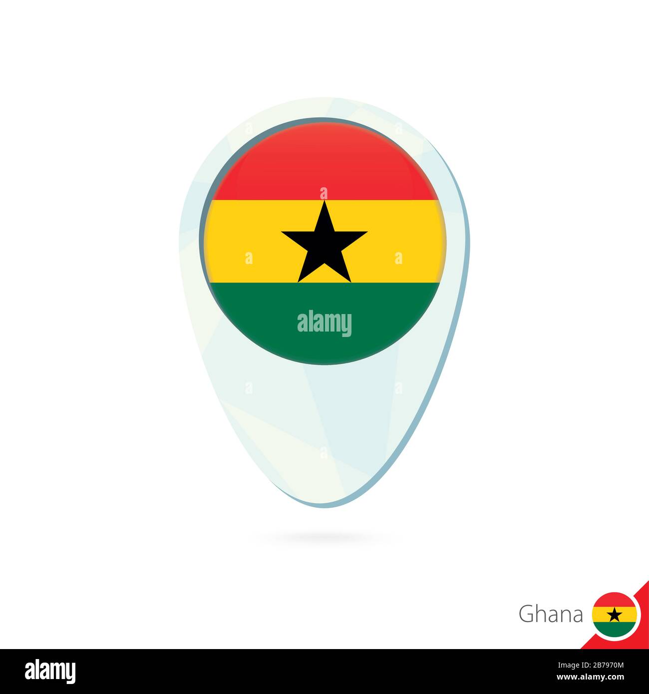 Ghana flag location map pin icon on white background. Vector ...