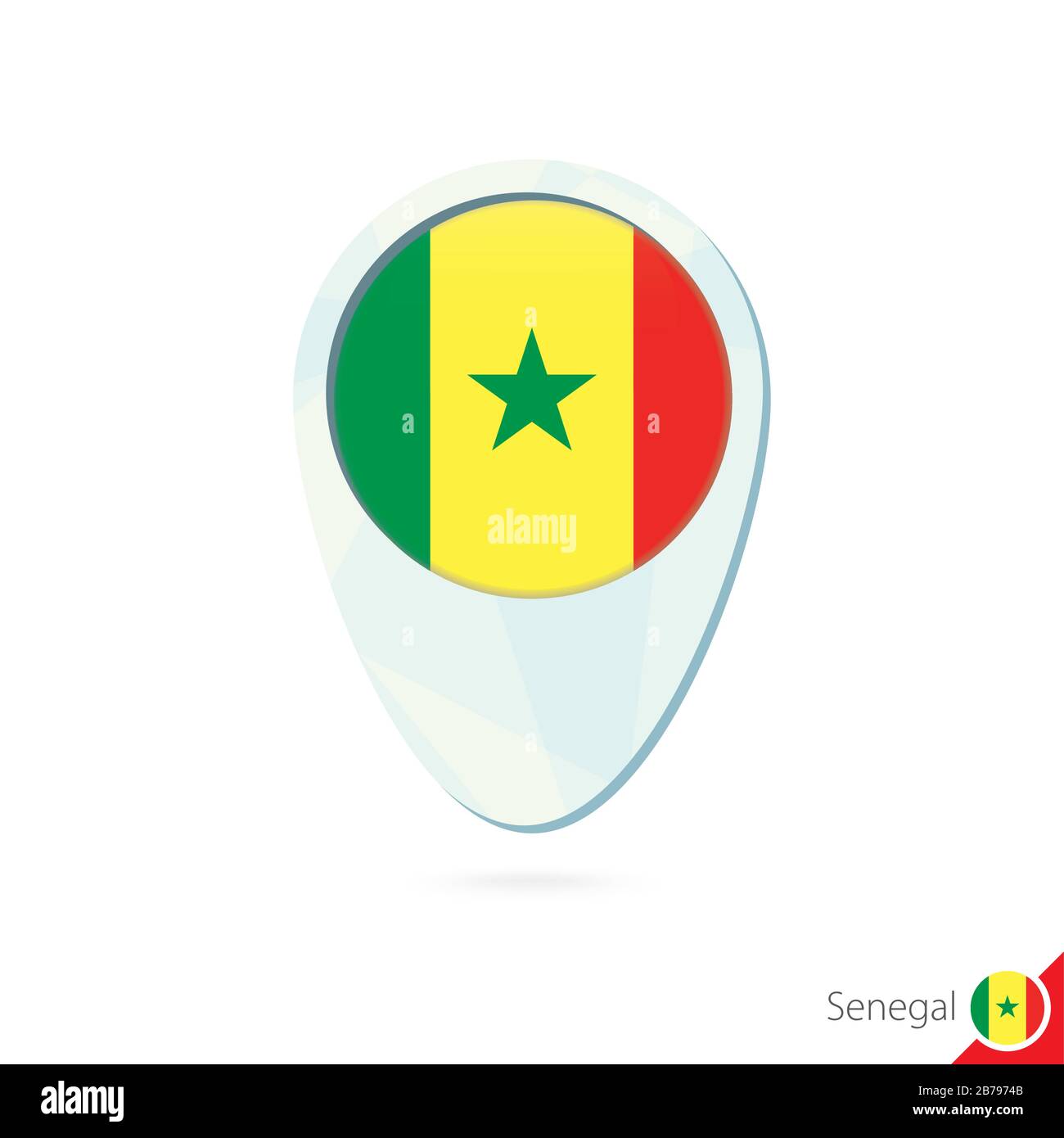 Senegal flag location map pin icon on white background. Vector Illustration Stock Vector Image ...