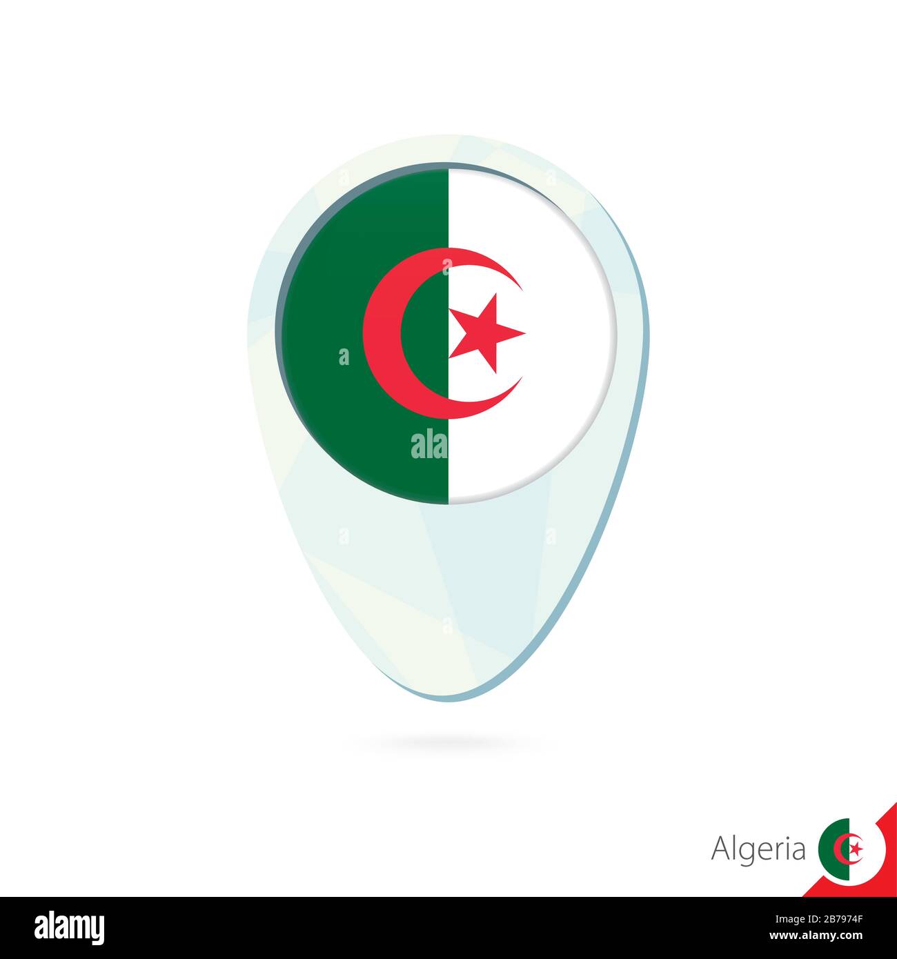 Algeria flag location map pin icon on white background. Vector ...