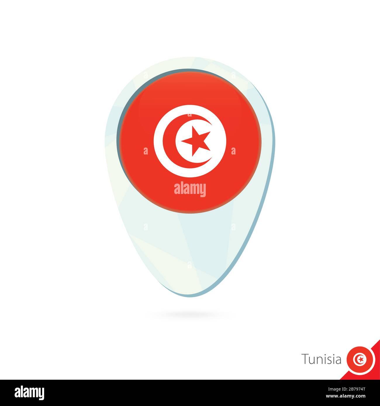 Tunisia Flag Location Map Pin Icon On White Background Vector
