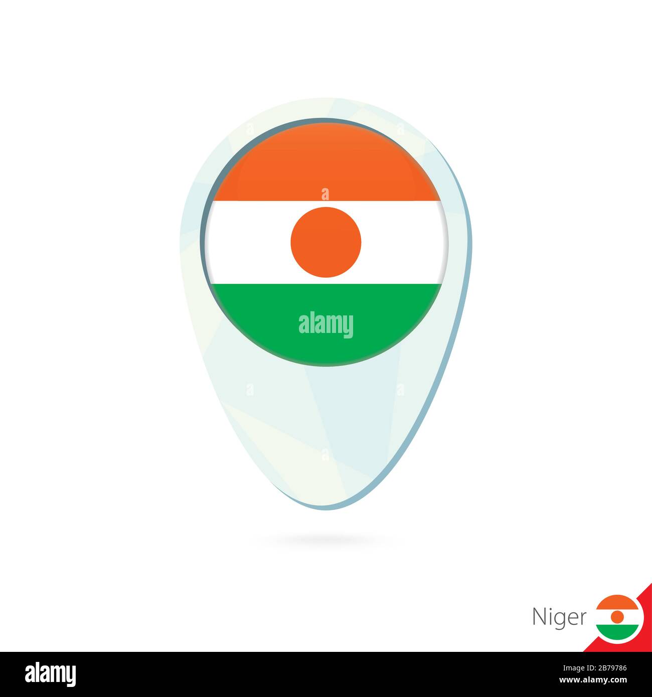 Niger flag location map pin icon on white background. Vector ...