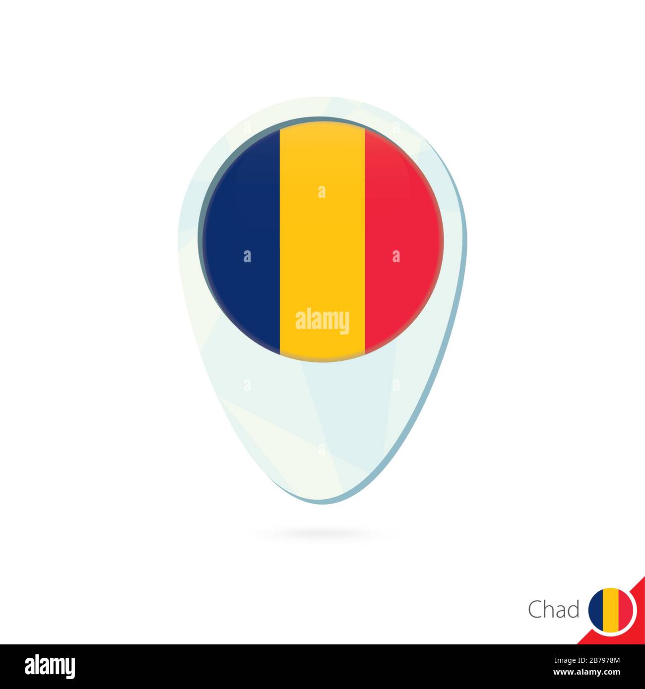 Chad flag location map pin icon on white background. Vector ...