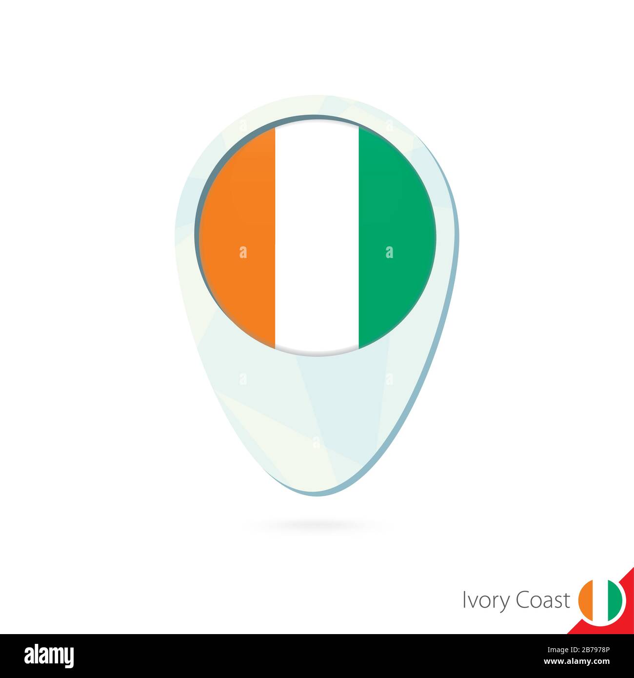 Ivory Coast flag location map pin icon on white background. Vector ...