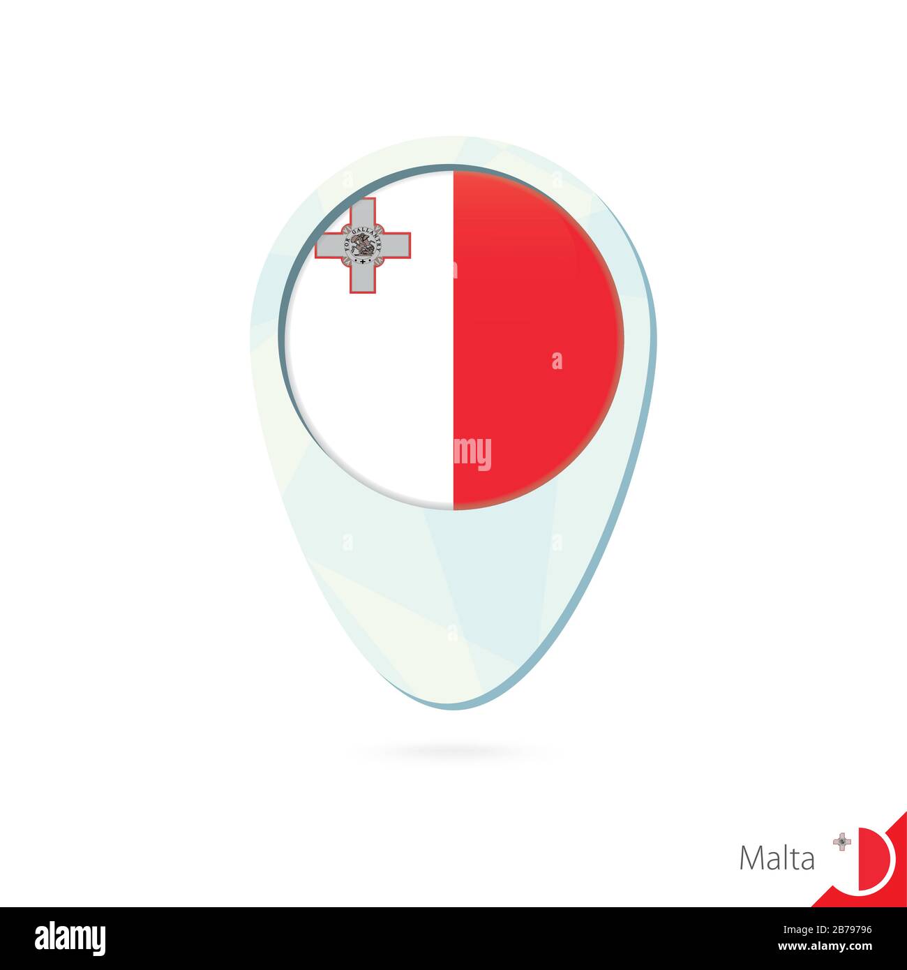 Malta flag location map pin icon on white background. Vector ...