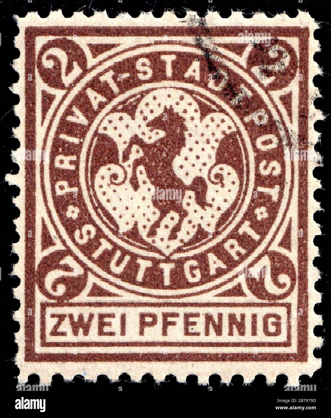 Germany Stuttgart 1886 local stamp - 2 used Stock Photo - Alamy