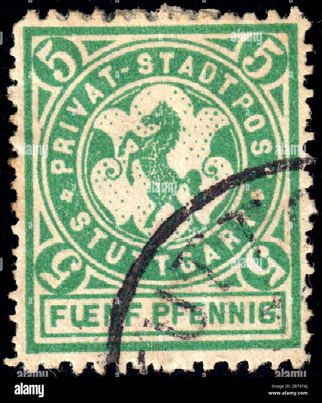 Germany Stuttgart 1886 local stamp 5pf - 4 used Stock Photo - Alamy