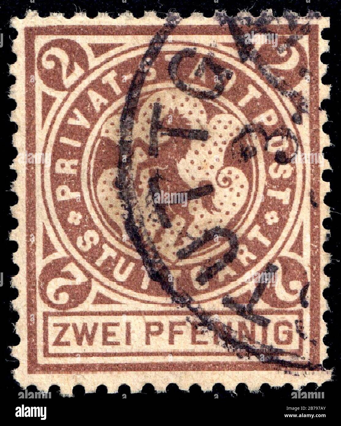 Germany Stuttgart 1886 local stamp - 2 used (2 Stock Photo - Alamy