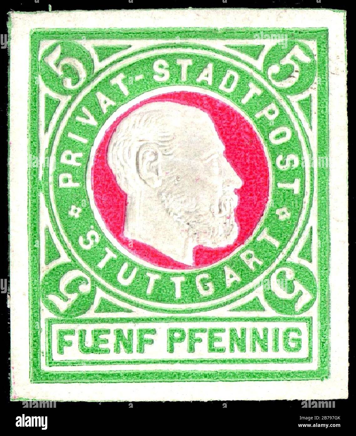 Germany Stuttgart 1889 local stamp 5pf - special issue Stock Photo - Alamy