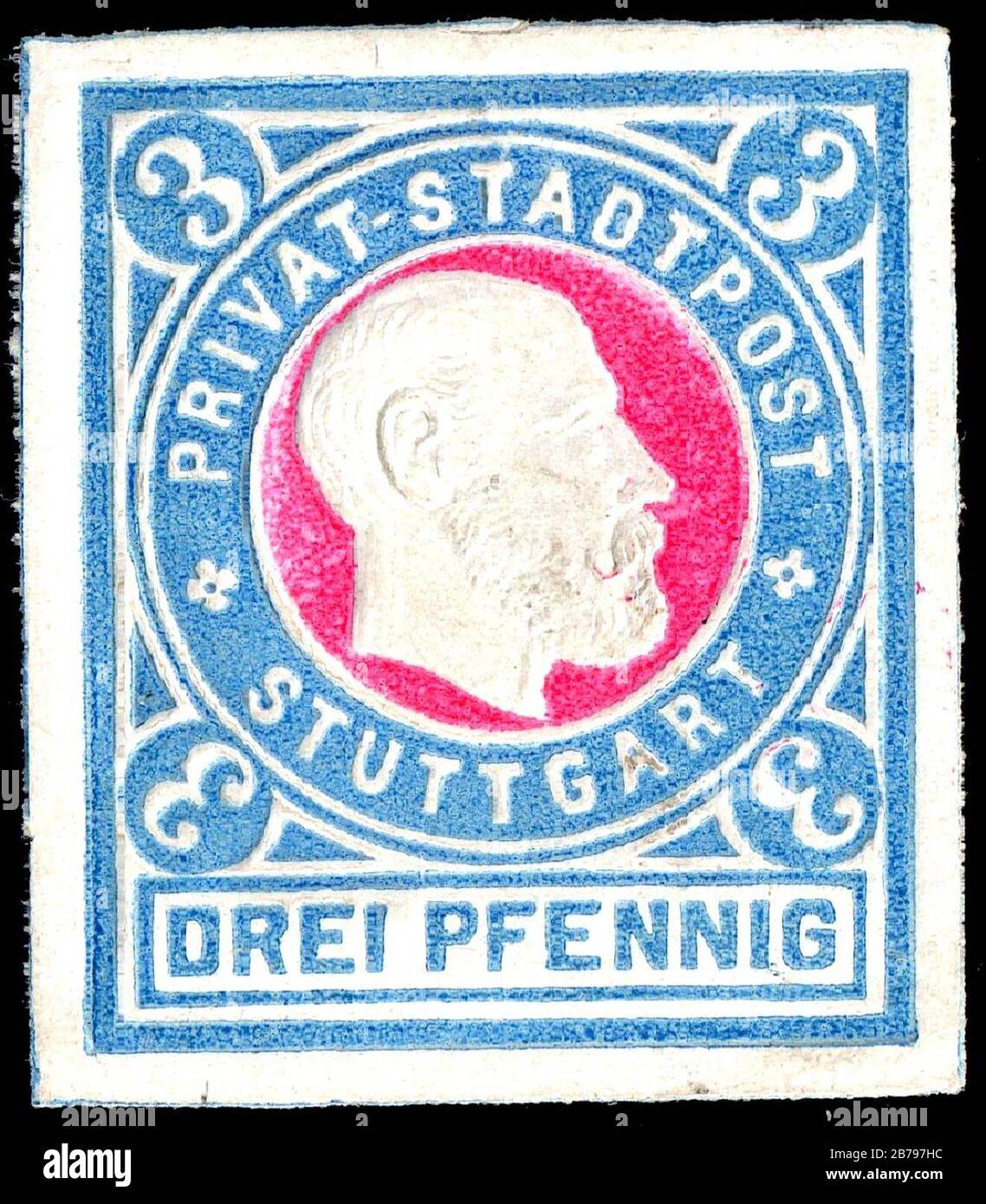 Germany Stuttgart 1889 local stamp 3pf - special issue Stock Photo - Alamy