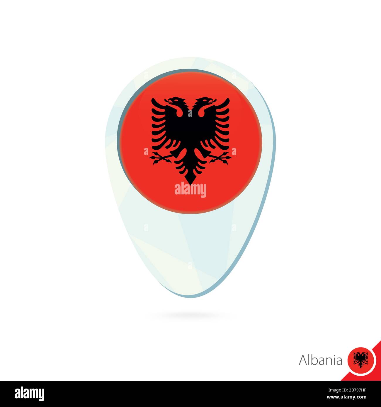 Albania flag location map pin icon on white background. Vector ...