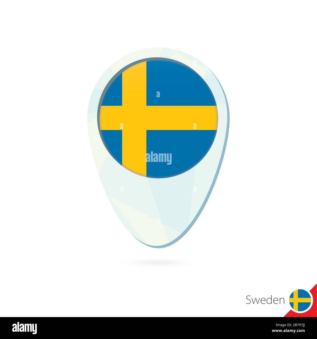Sweden flag location map pin icon on white background. Vector ...