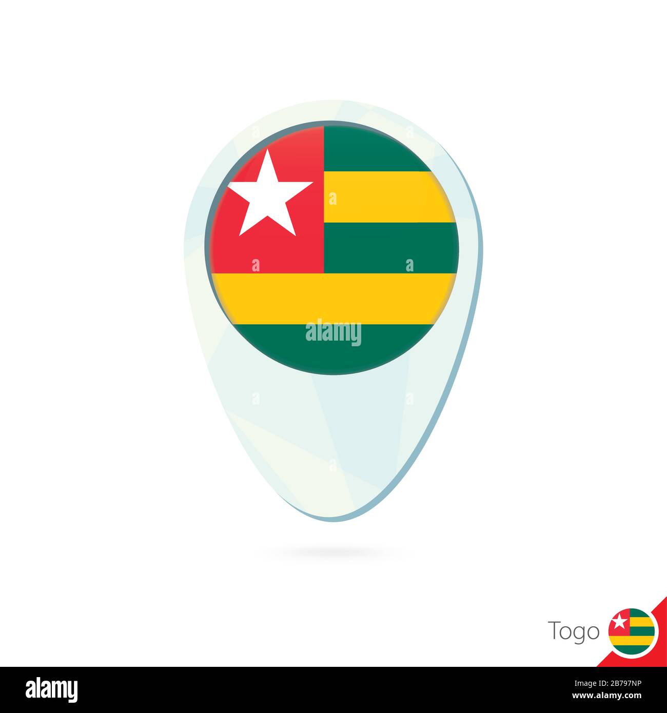 Togo flag location map pin icon on white background. Vector ...