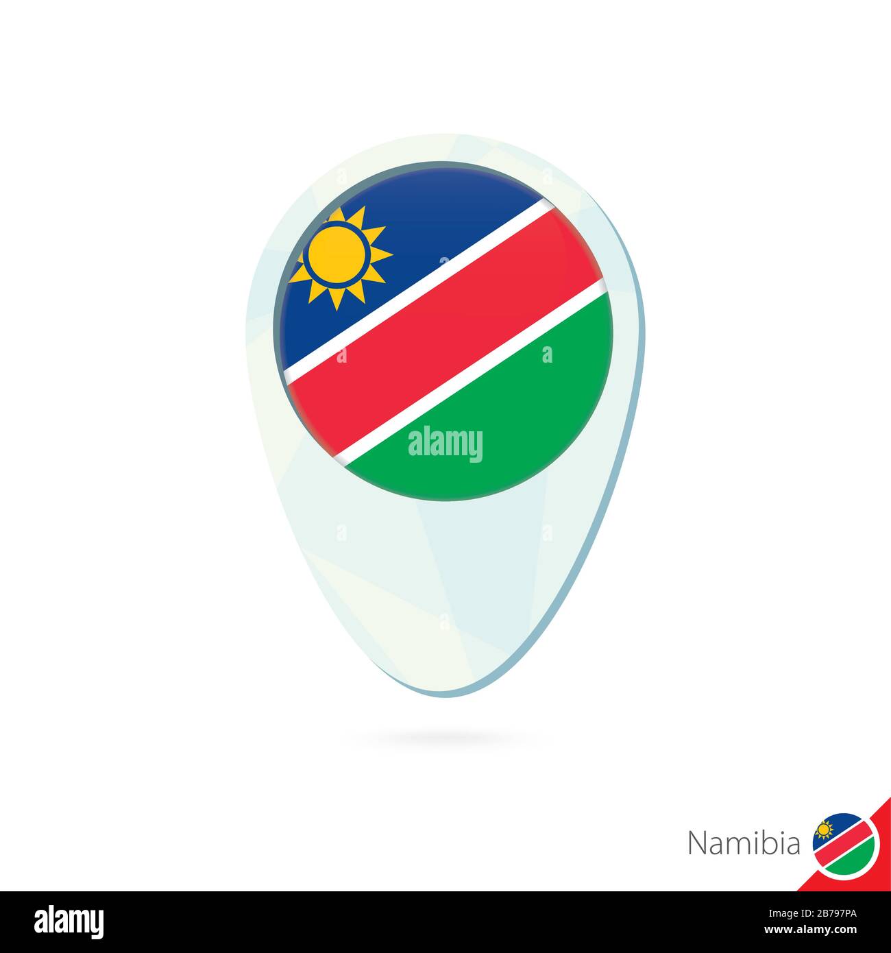 Namibia flag location map pin icon on white background. Vector ...