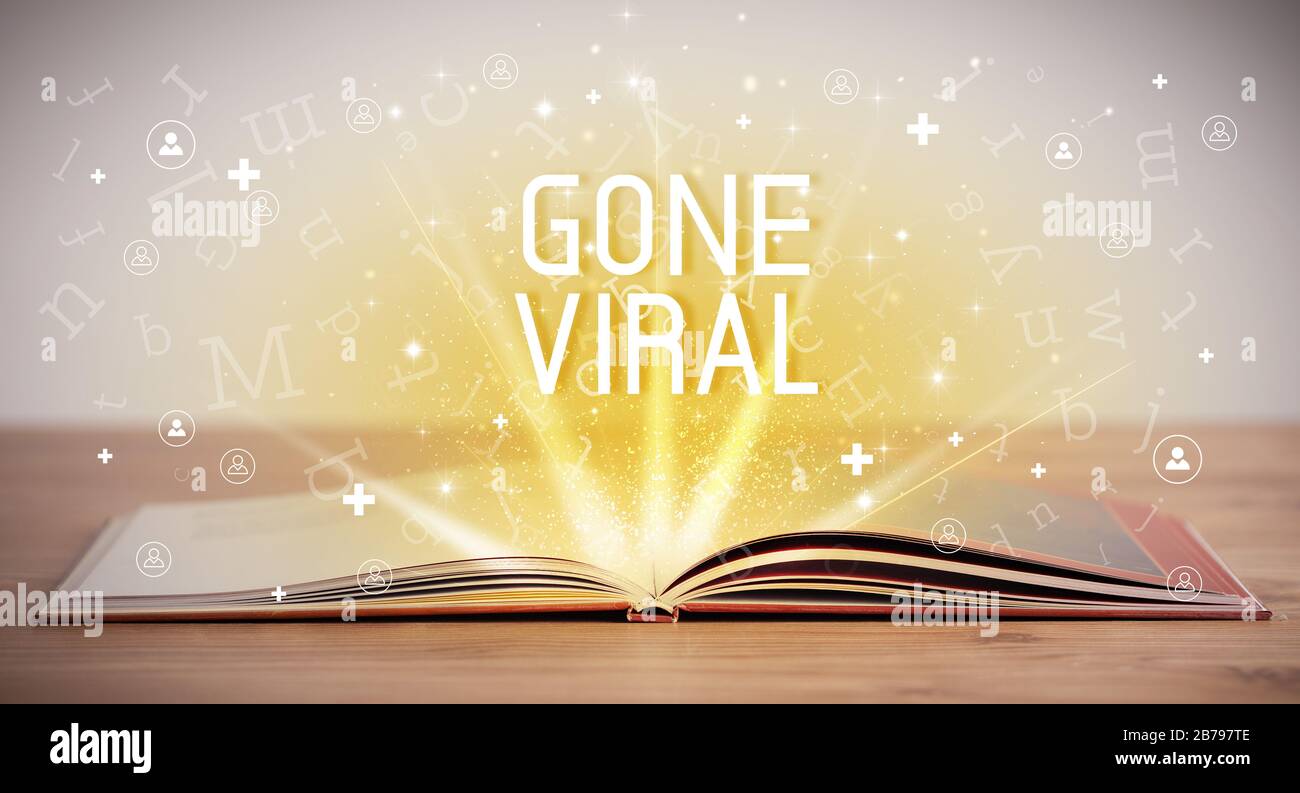 Open book with GONE VIRAL inscription, social media concept Stock Photo ...