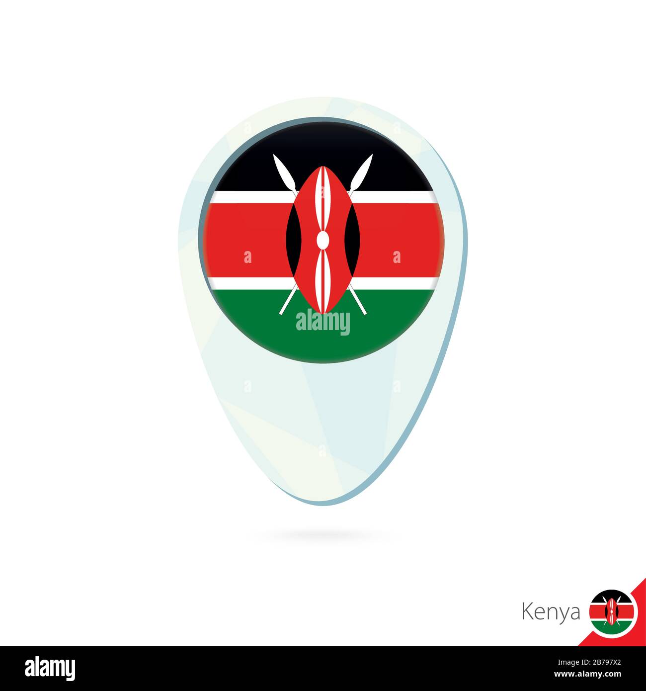 Kenya flag location map pin icon on white background. Vector ...