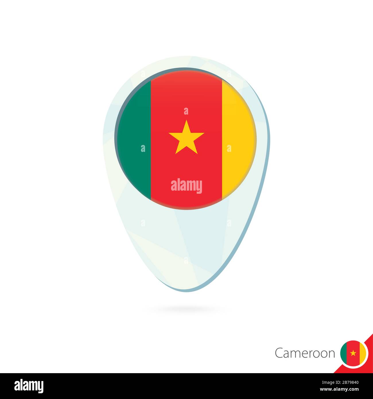 Cameroon flag location map pin icon on white background. Vector ...