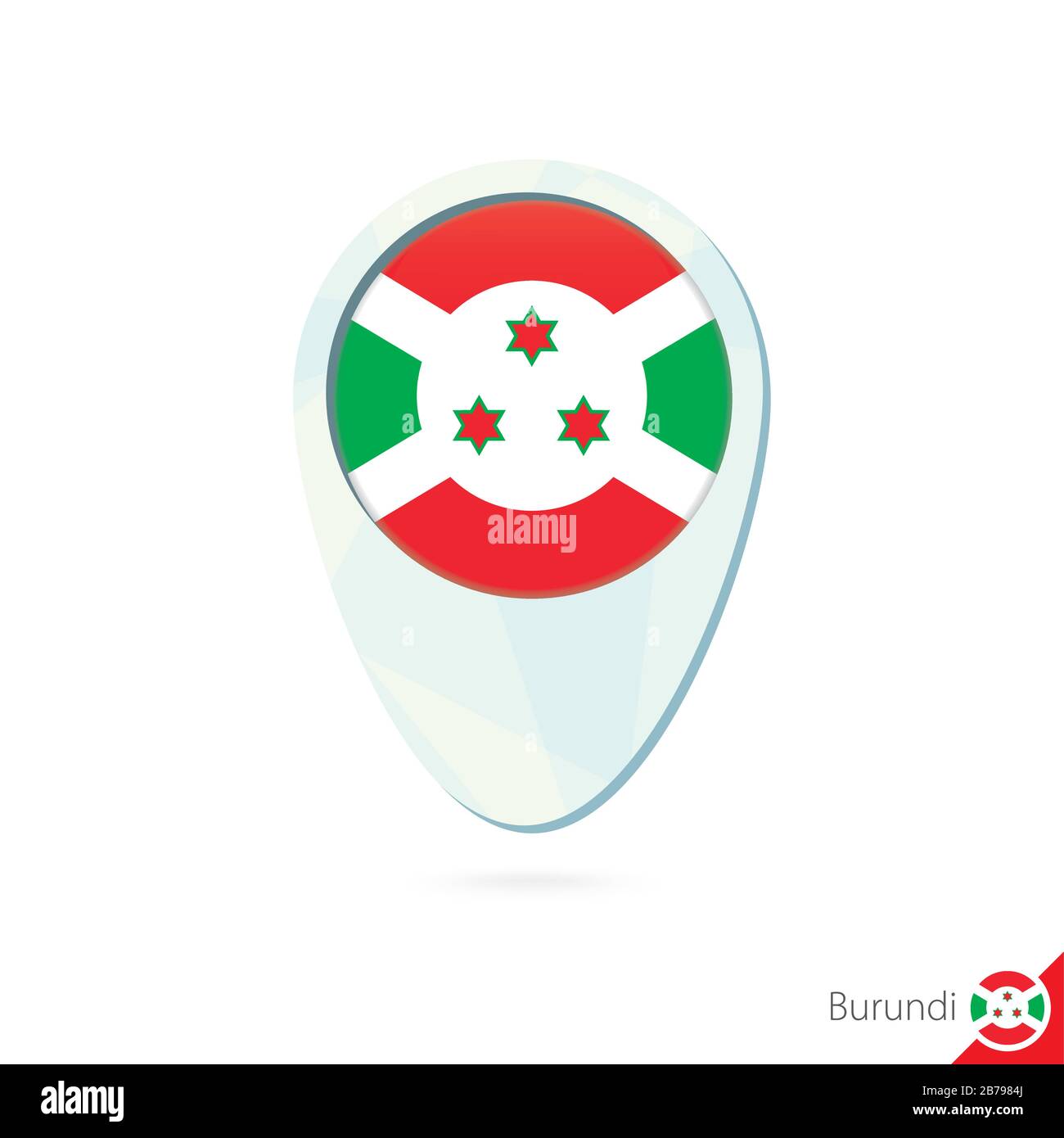 Burundi Flag Location Map Pin Icon On White Background Vector