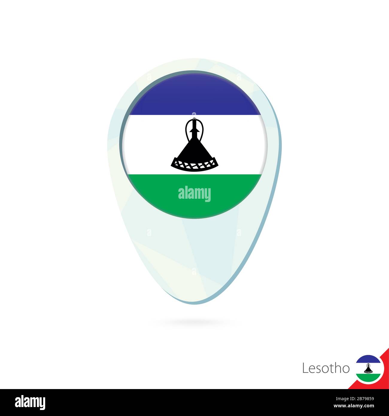 Lesotho flag location map pin icon on white background. Vector ...