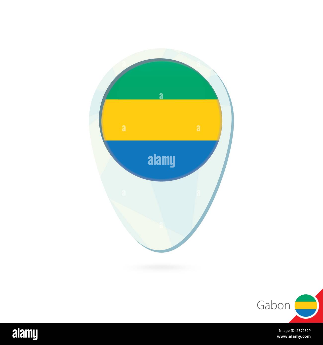 Gabon flag location map pin icon on white background. Vector ...