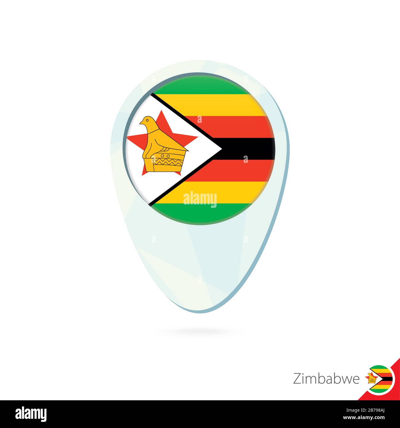 Zimbabwe flag location map pin icon on white background. Vector ...