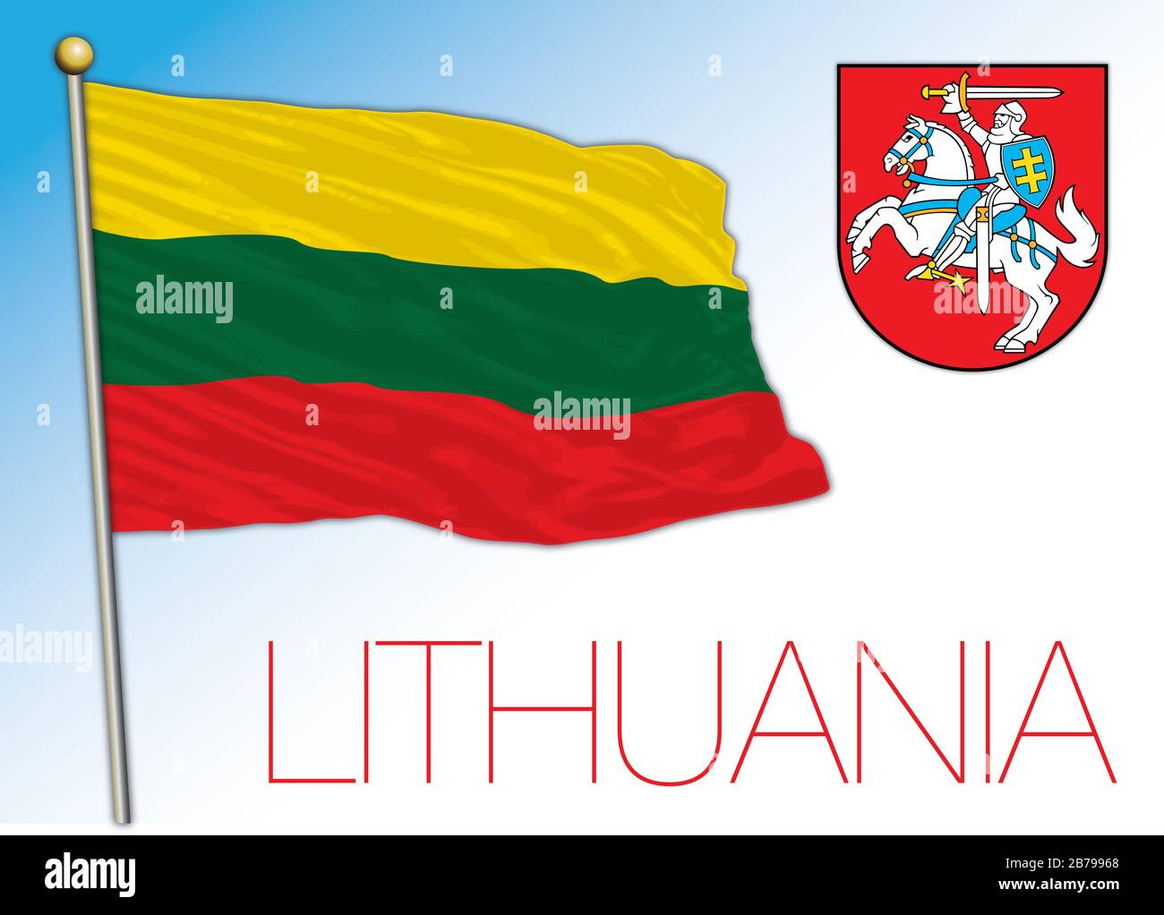 Lithuania official national flag and coat of arms, European Union ...