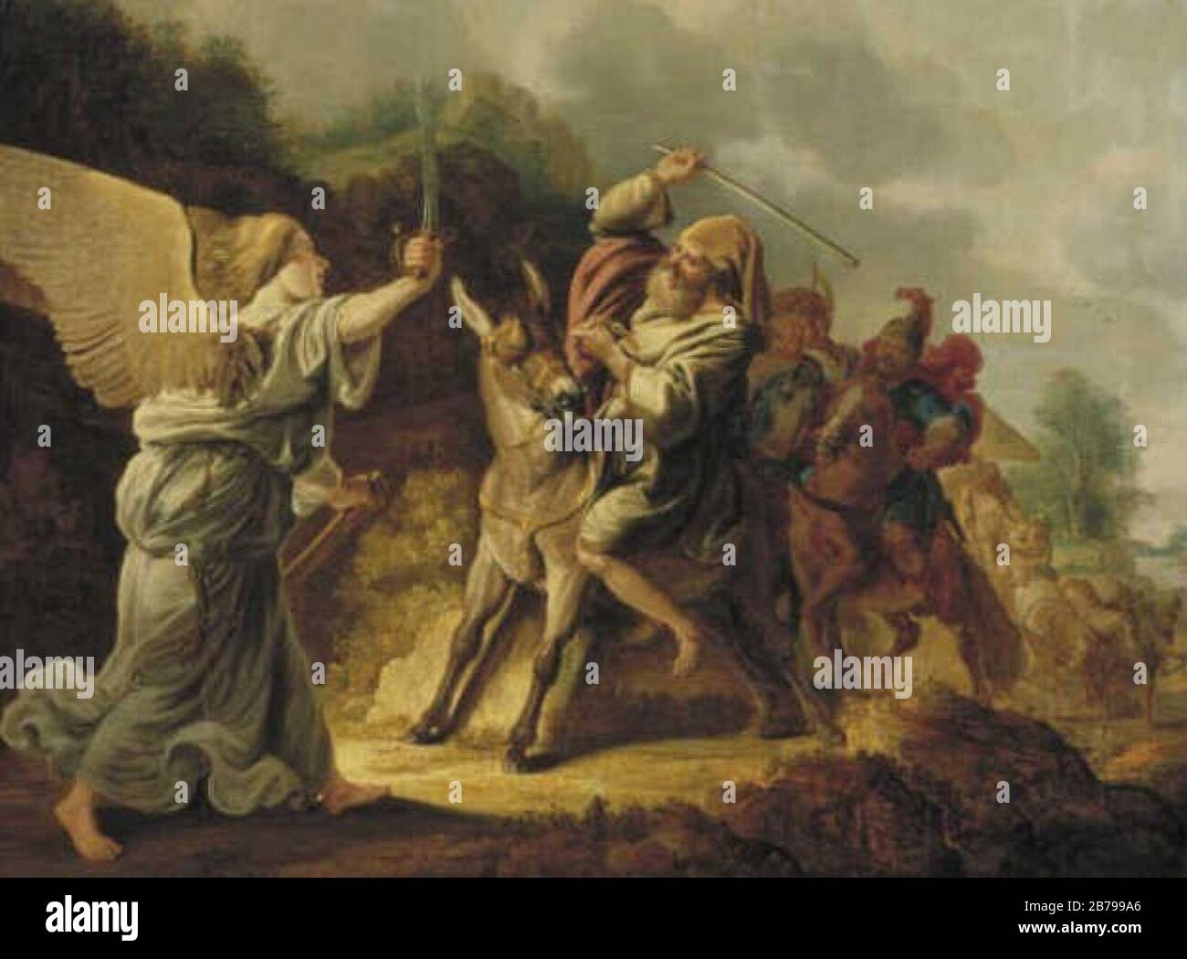 Gerrit Claesz. Bleker - De ezelin met de profeet Bileam door de Engel ...