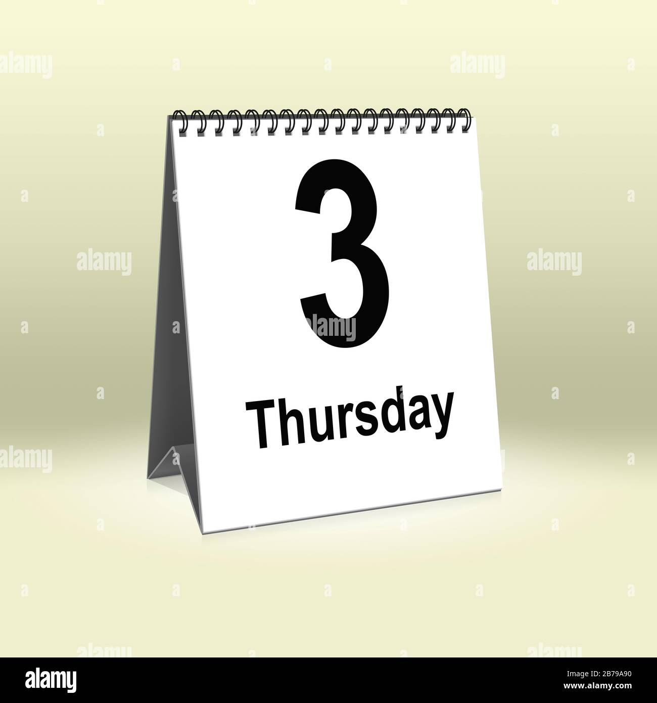 A calendar for the desk shows Thursday 3rd | Ein Kalender für den ...