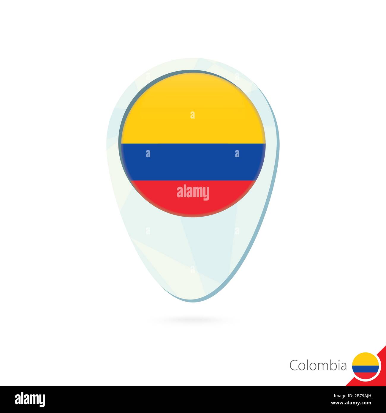 Colombia flag location map pin icon on white background. Vector ...