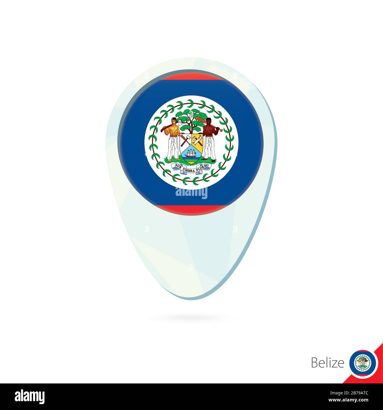 Belize flag location map pin icon on white background. Vector ...