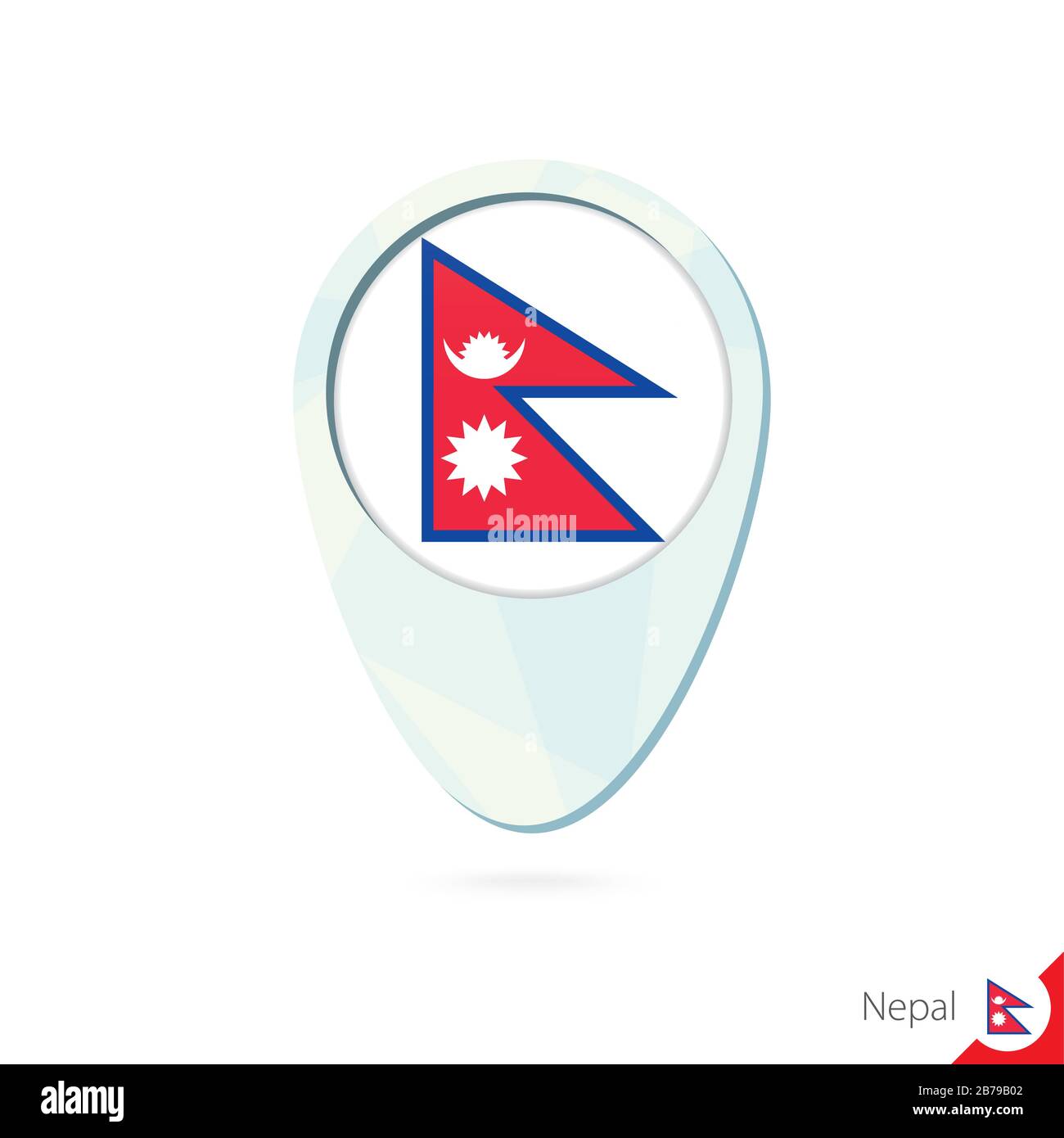 Nepal flag location map pin icon on white background. Vector ...