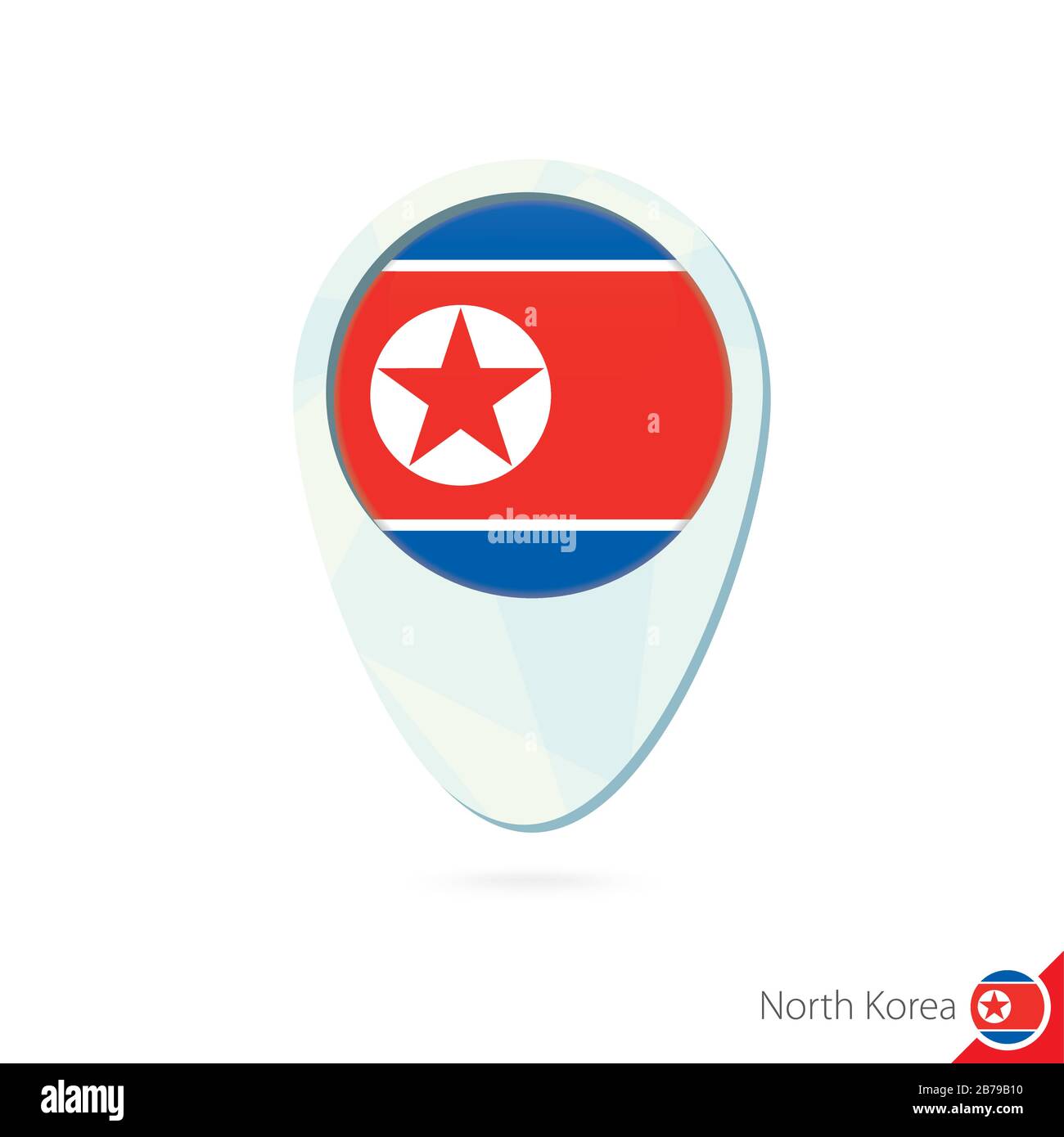 North Korea flag location map pin icon on white background. Vector ...