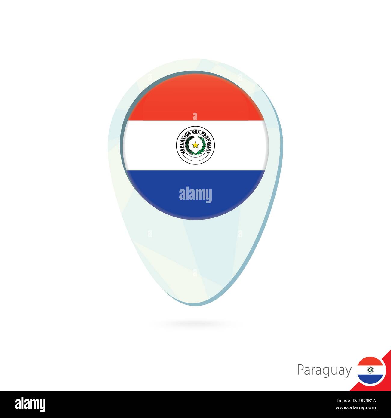 Paraguay flag location map pin icon on white background. Vector ... Paraguay flag location map pin icon on white background. Vector ...
