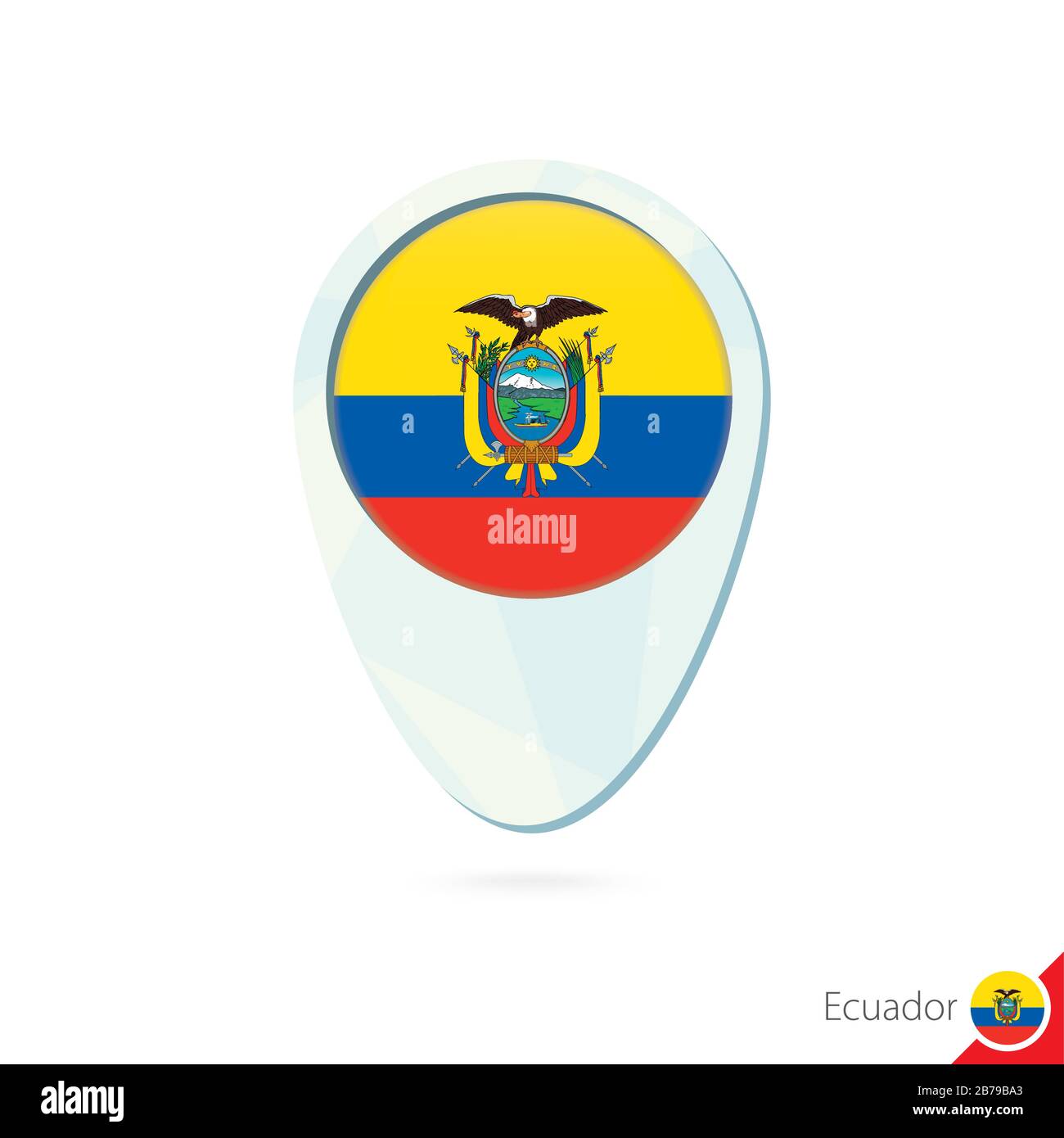 Ecuador flag location map pin icon on white background. Vector ...