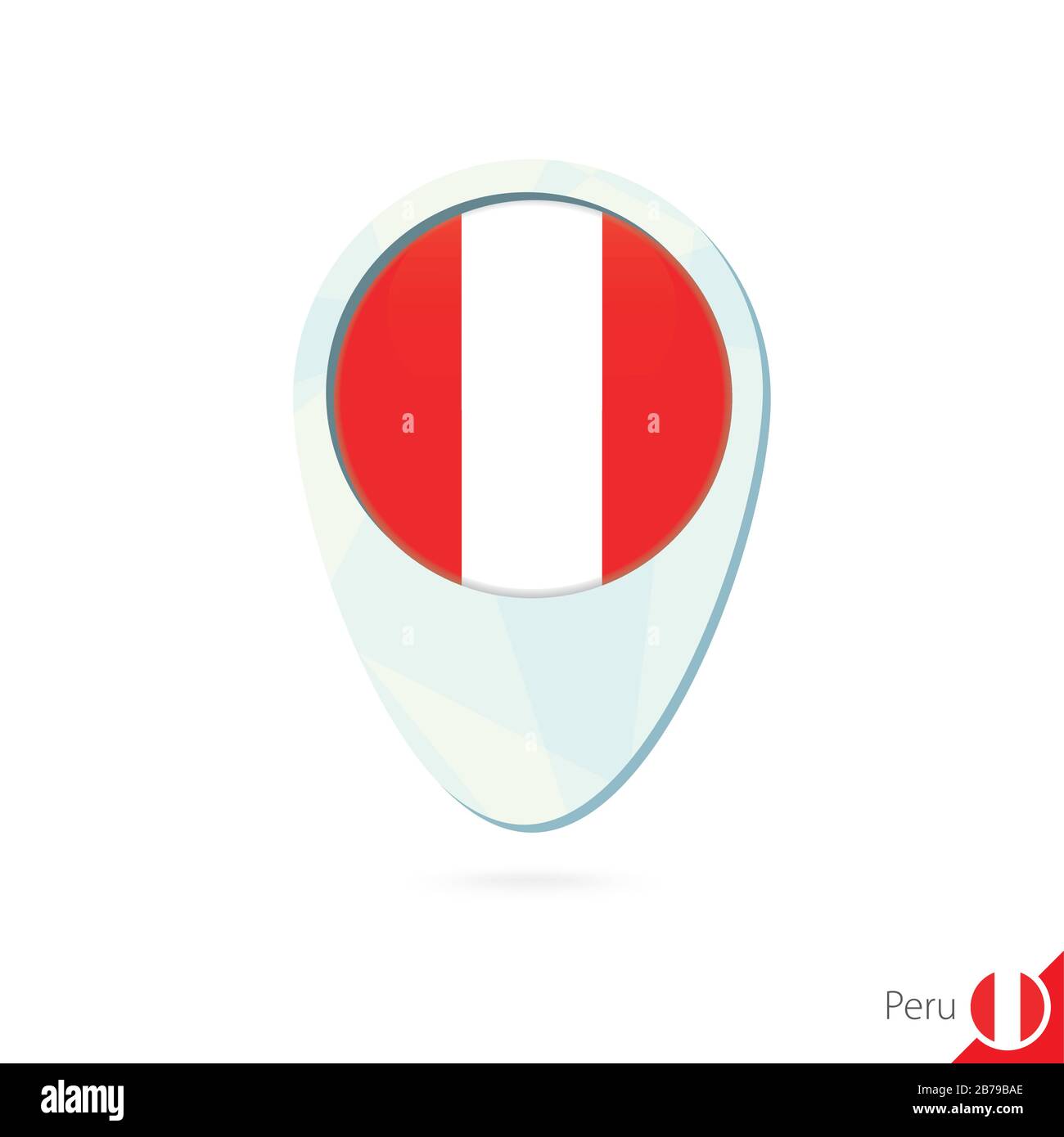 Peru flag location map pin icon on white background. Vector ...