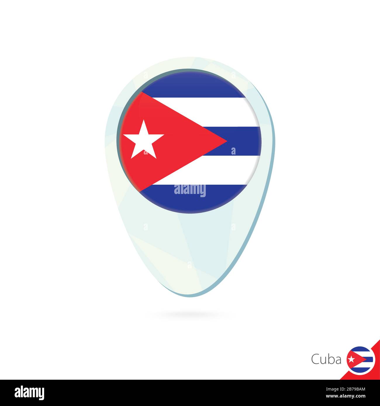 Cuba flag location map pin icon on white background. Vector ...