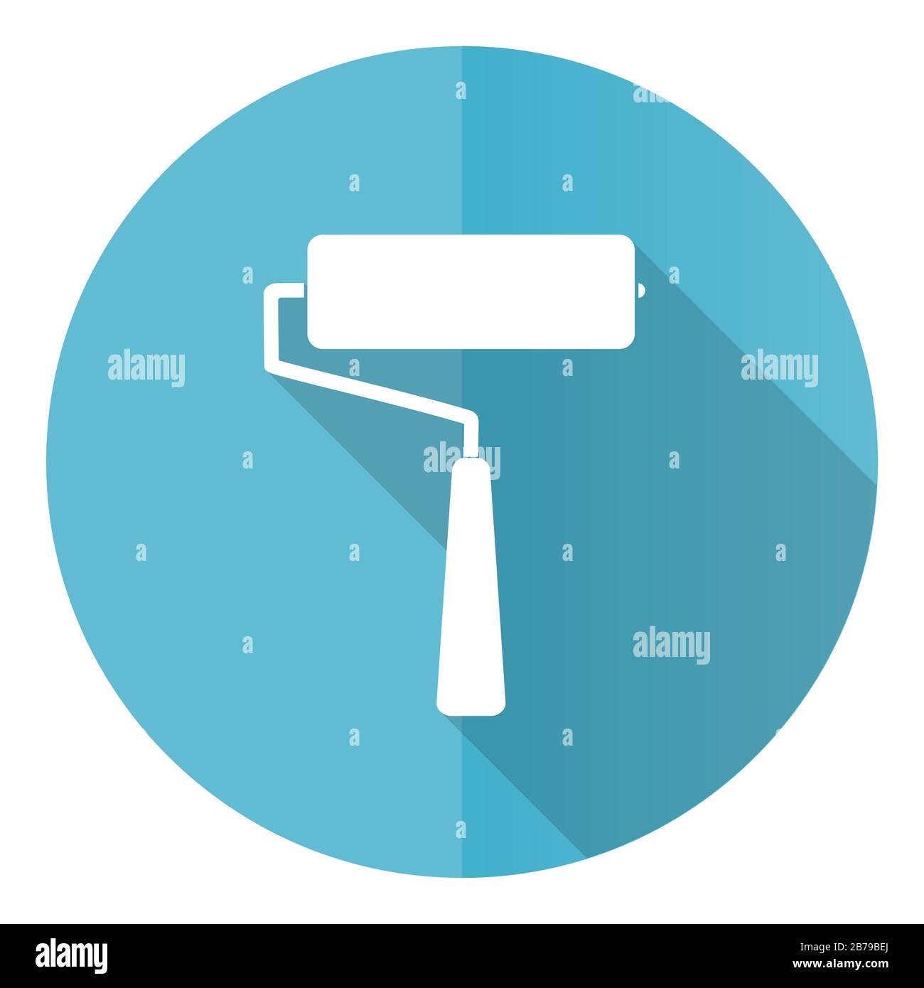 Roll painter, roller blue round flat design vector icon isolated on ...