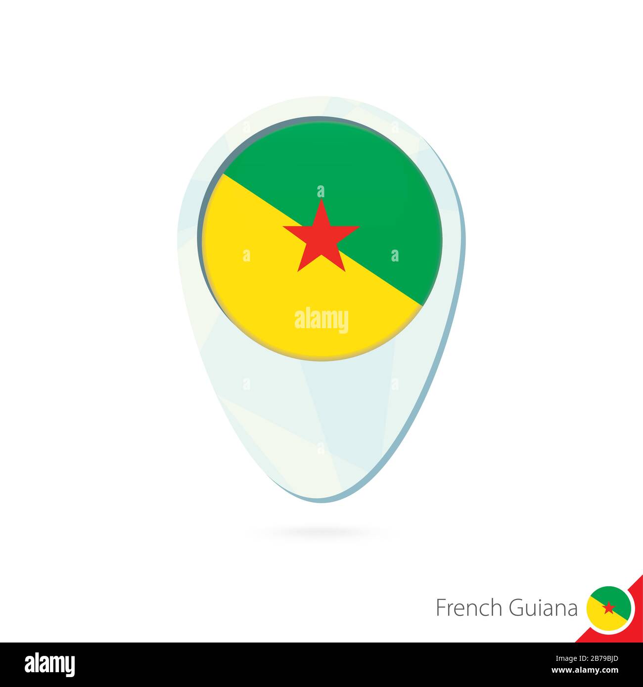 French Guiana flag location map pin icon on white background. Vector ...