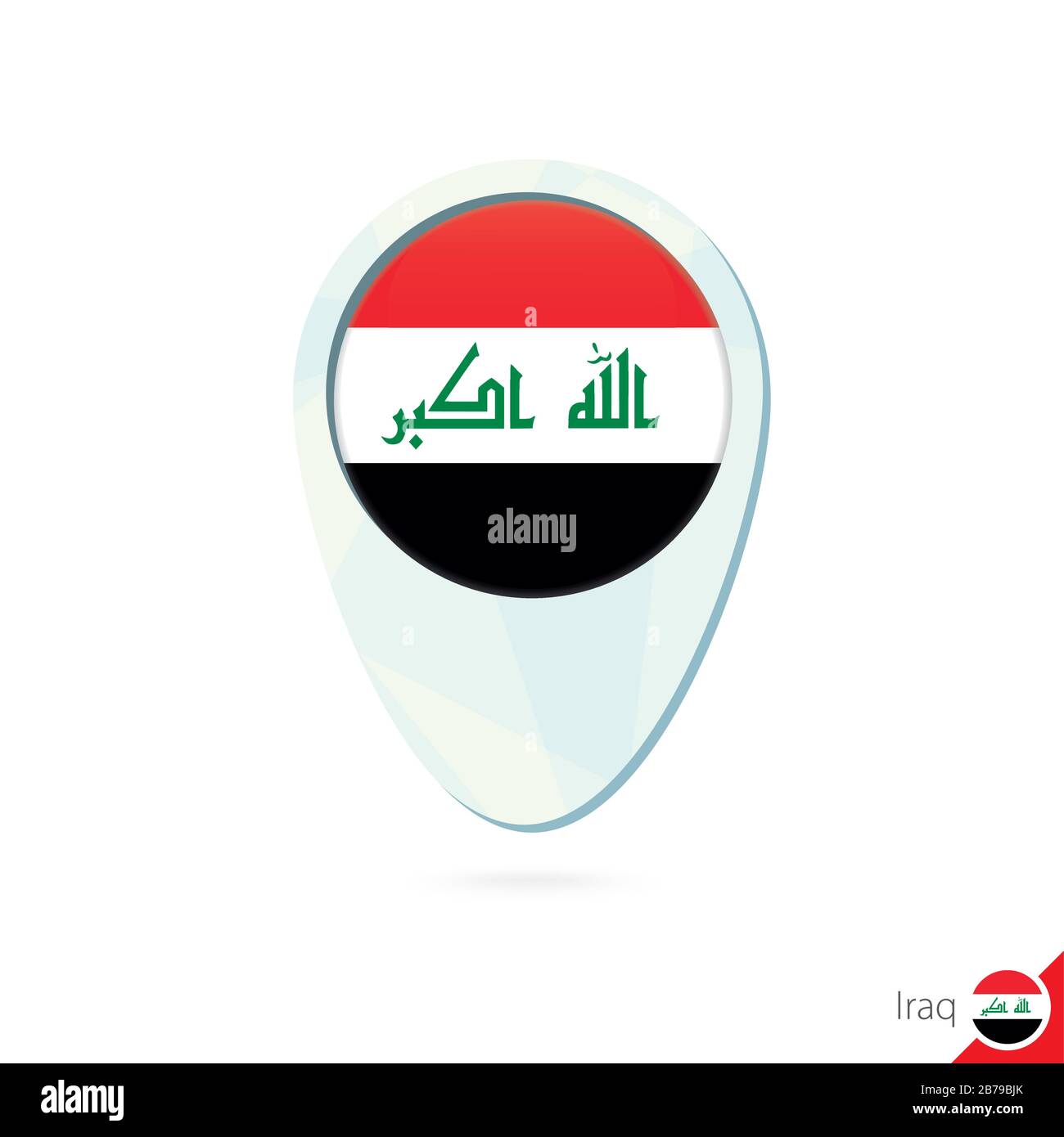 Iraq flag location map pin icon on white background. Vector ...