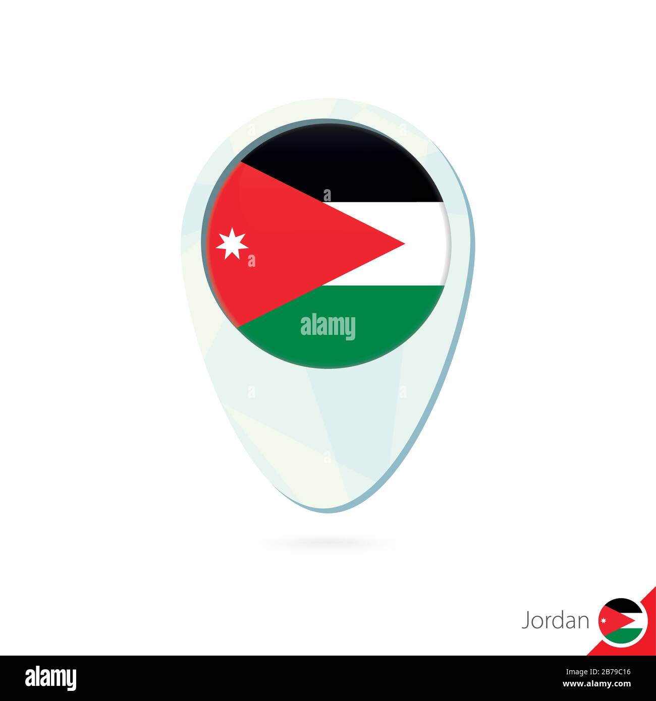 Jordan flag location map pin icon on white background. Vector ...