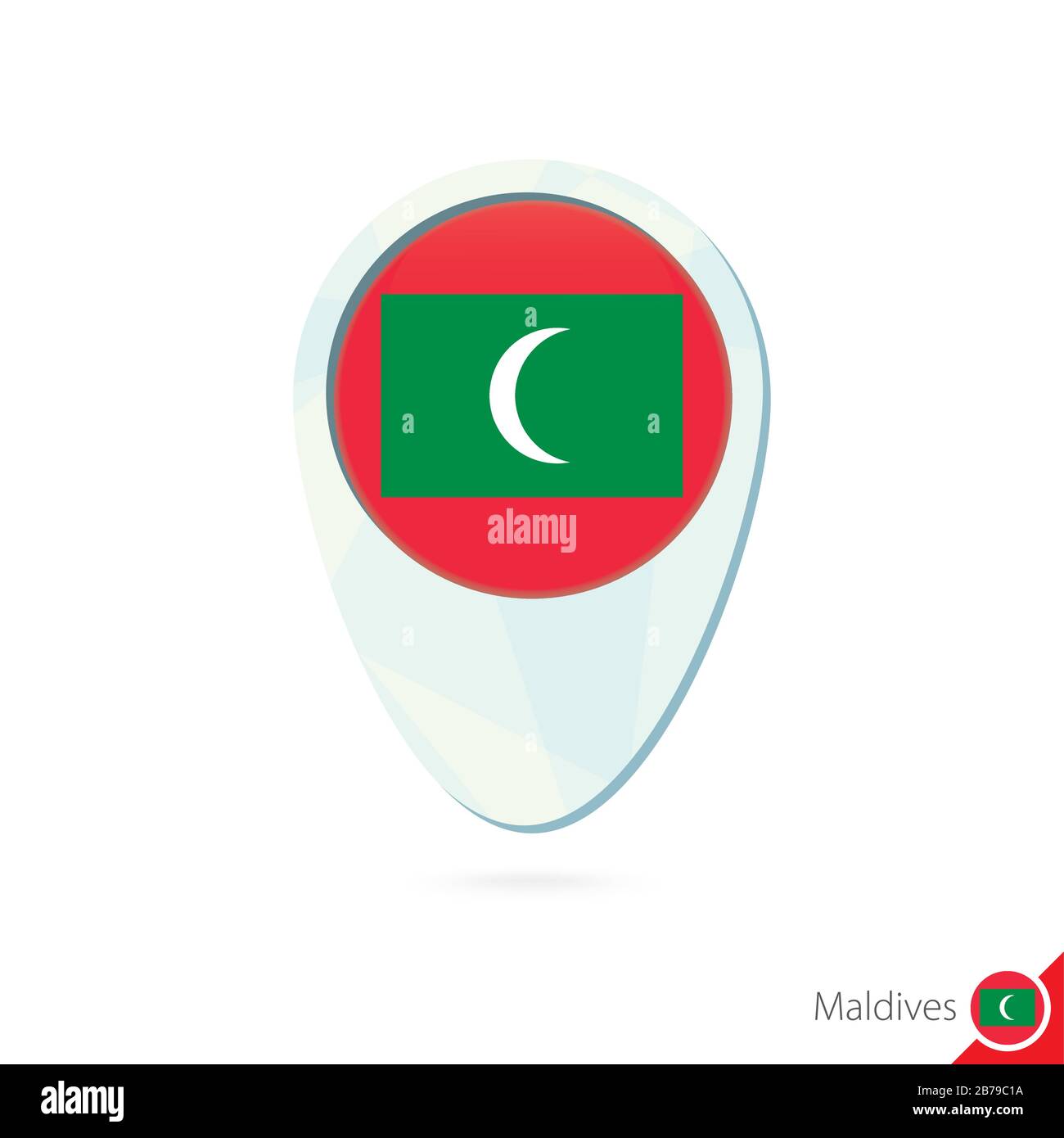 Maldives flag location map pin icon on white background. Vector ...