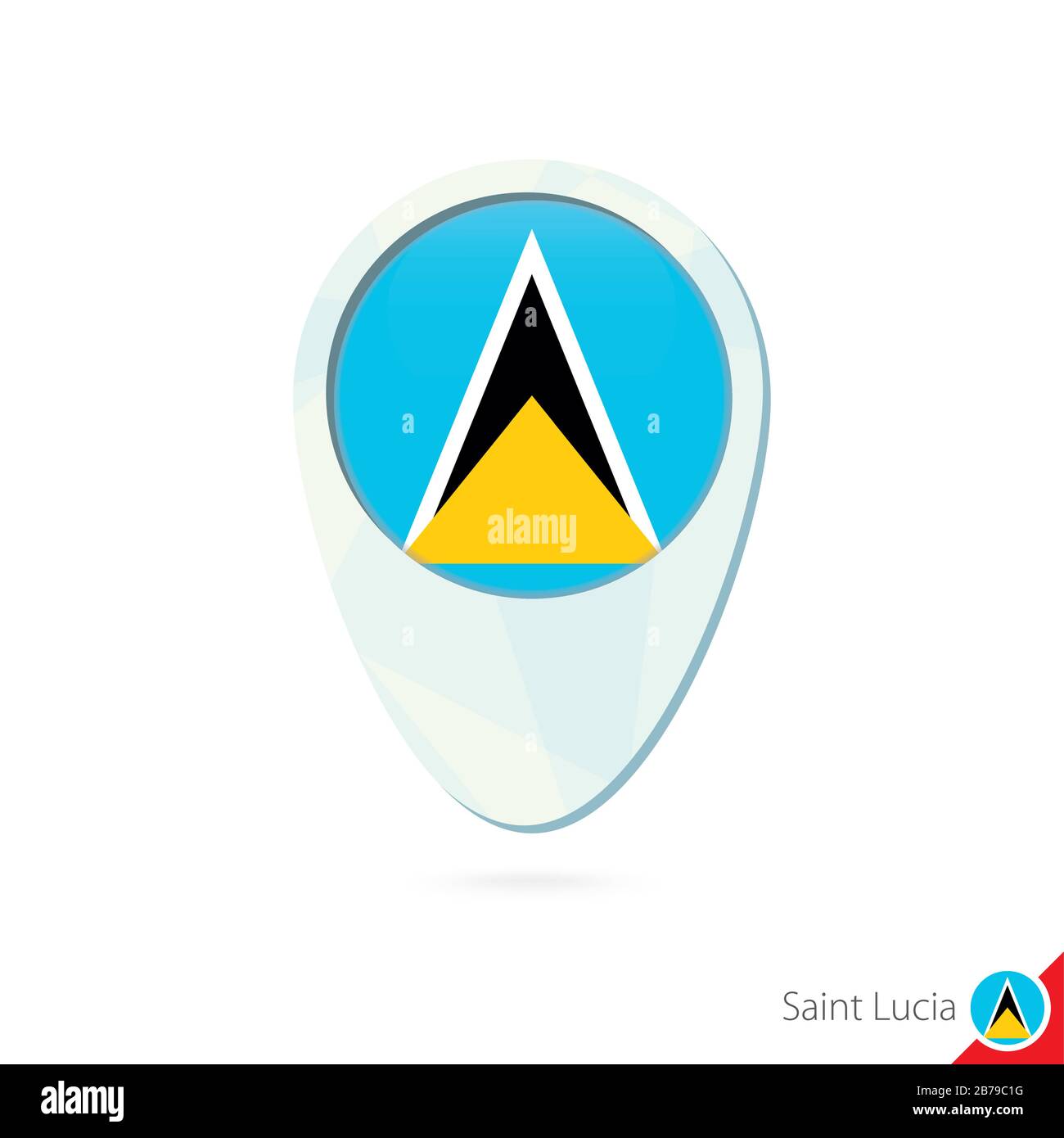 Saint Lucia flag location map pin icon on white background. Vector ...