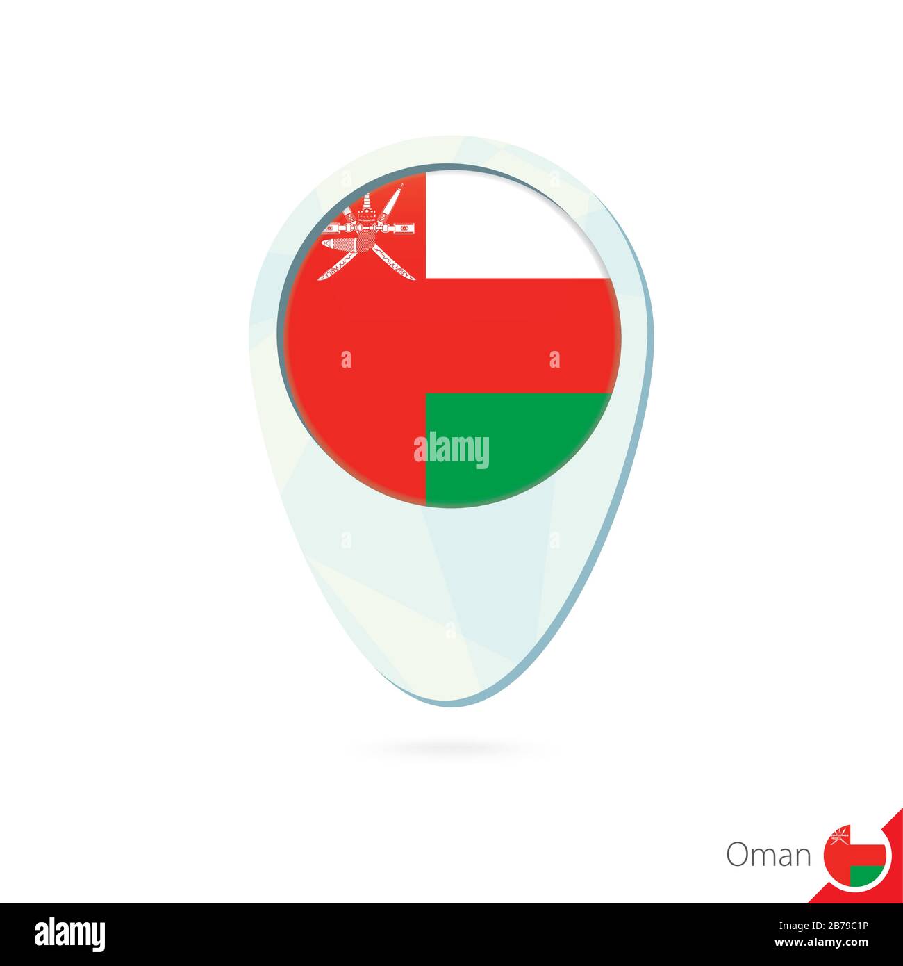 Oman flag location map pin icon on white background. Vector ...