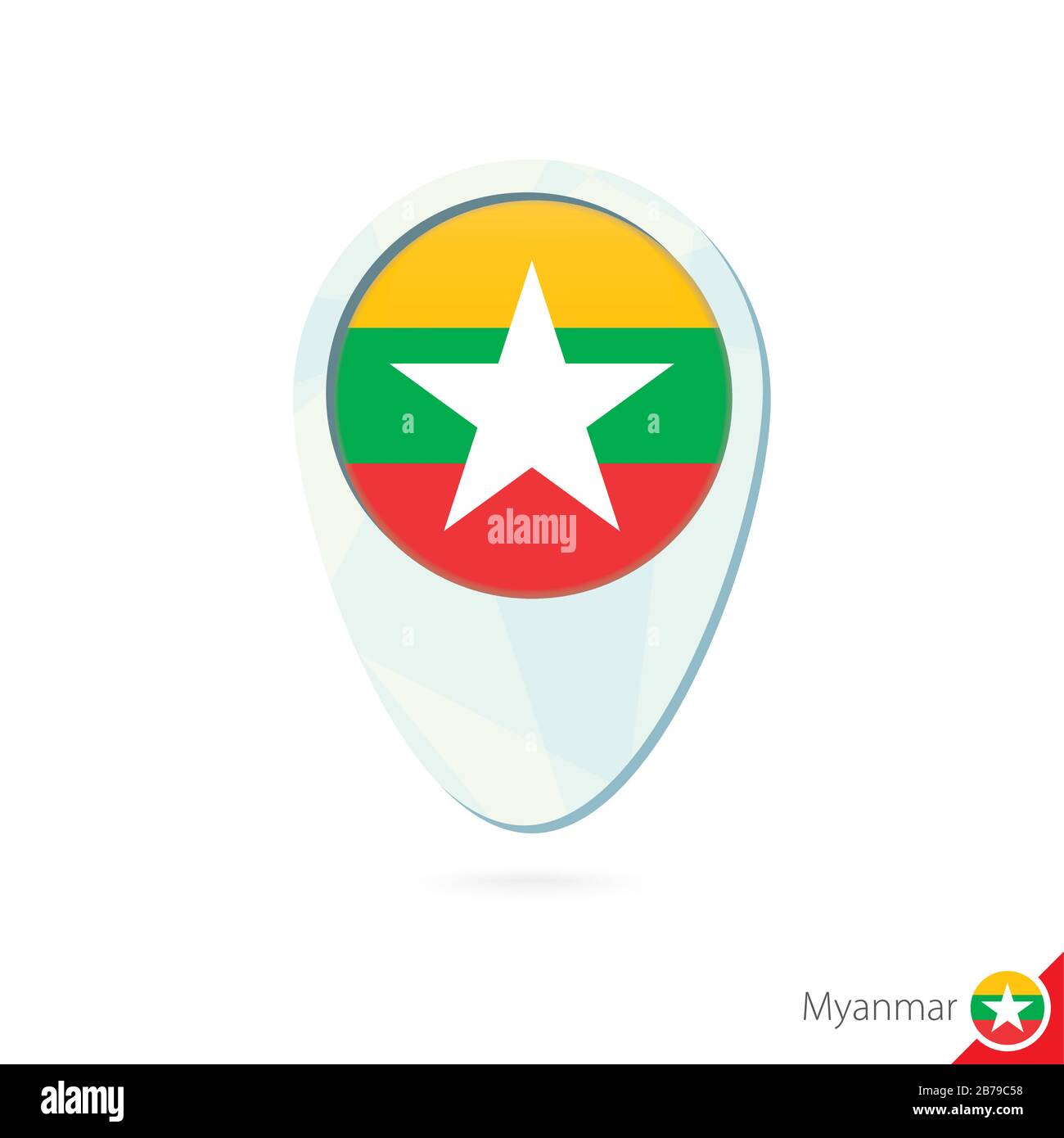 Myanmar flag location map pin icon on white background. Vector Illustration Stock Vector Image ...