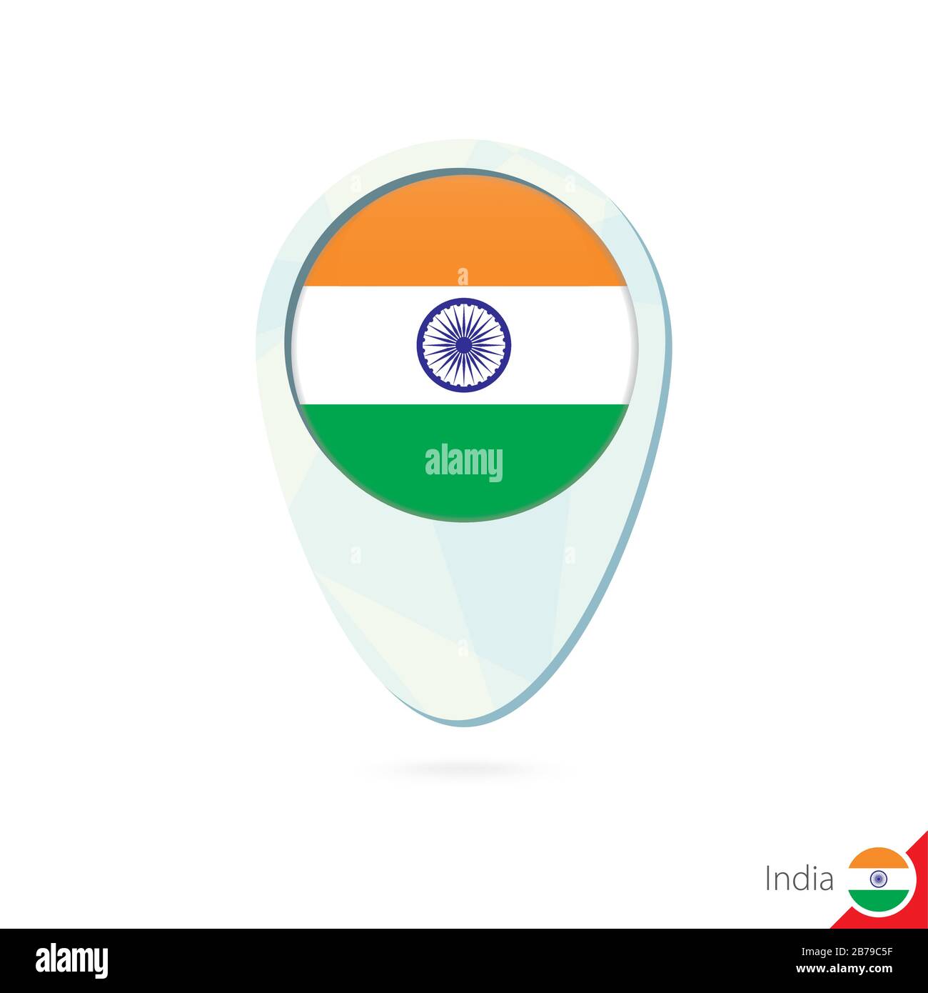 India flag location map pin icon on white background. Vector ...