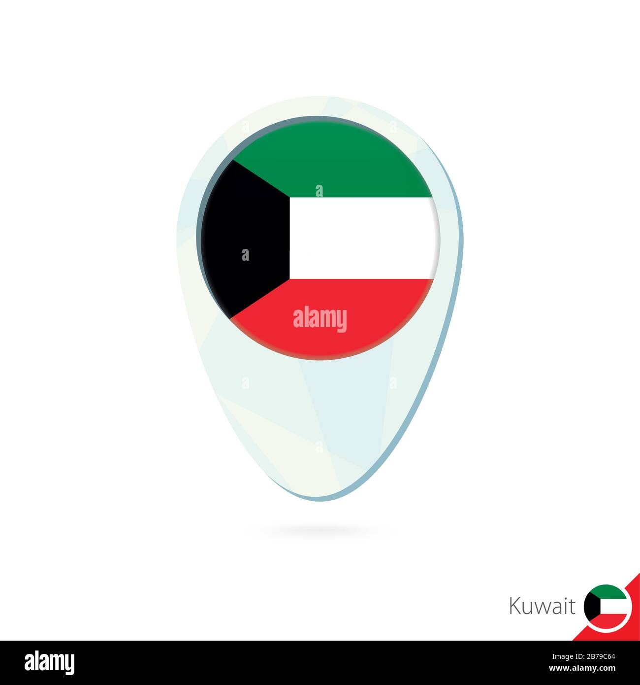Kuwait flag location map pin icon on white background. Vector ...